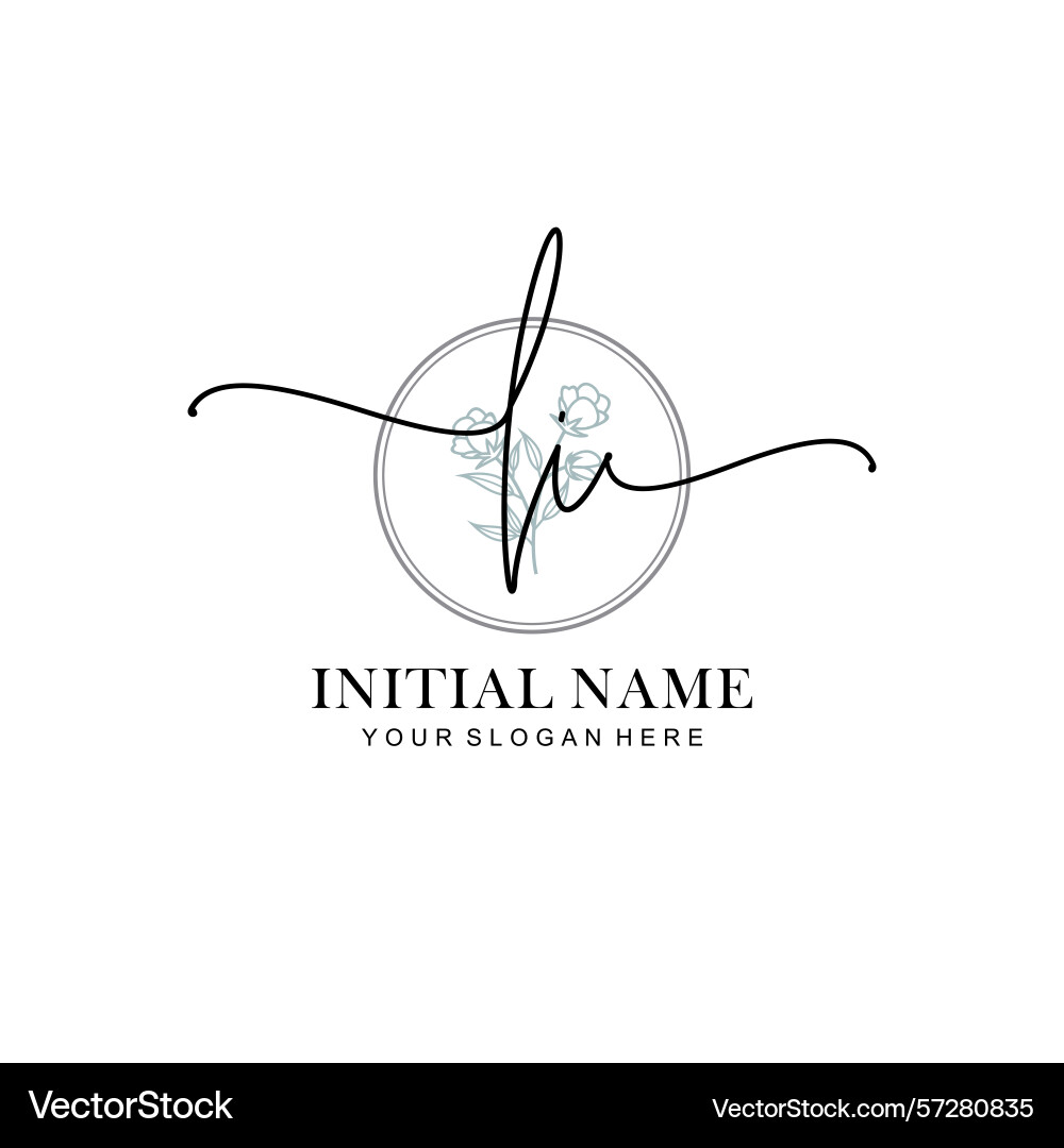 Floral monogram logos with li initials Royalty Free Vector