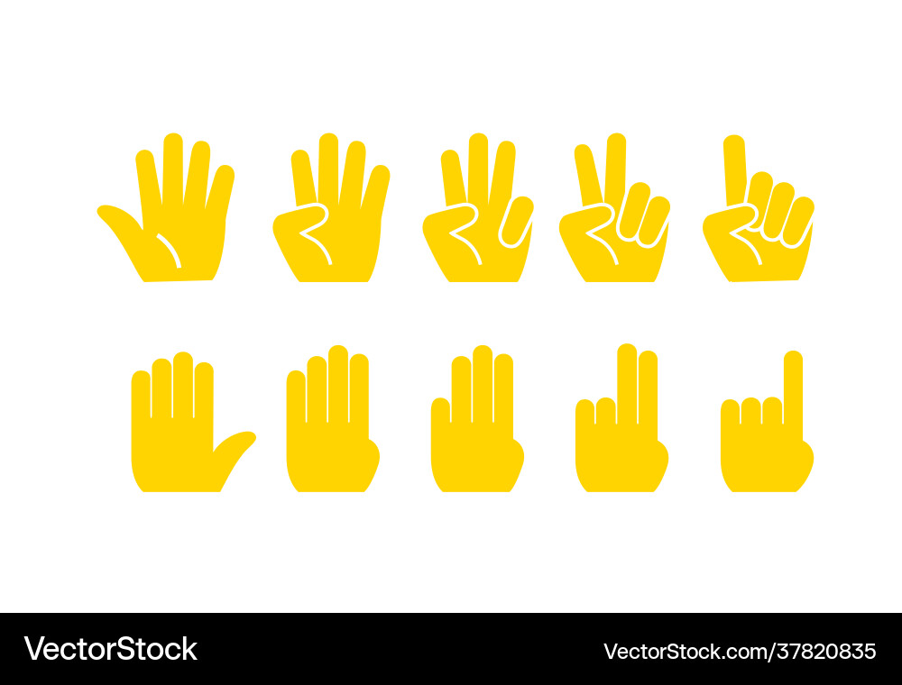 Human gestures silhouettes count down clipart Vector Image