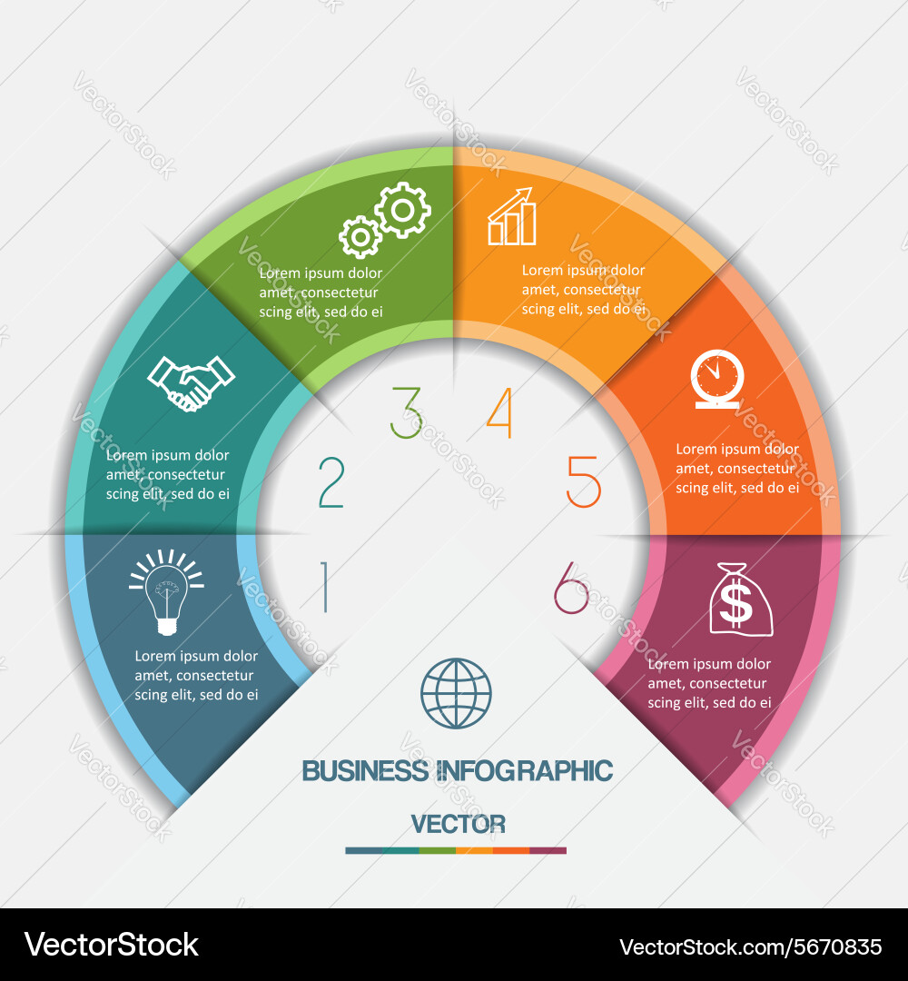 Infographic on six positions Royalty Free Vector Image