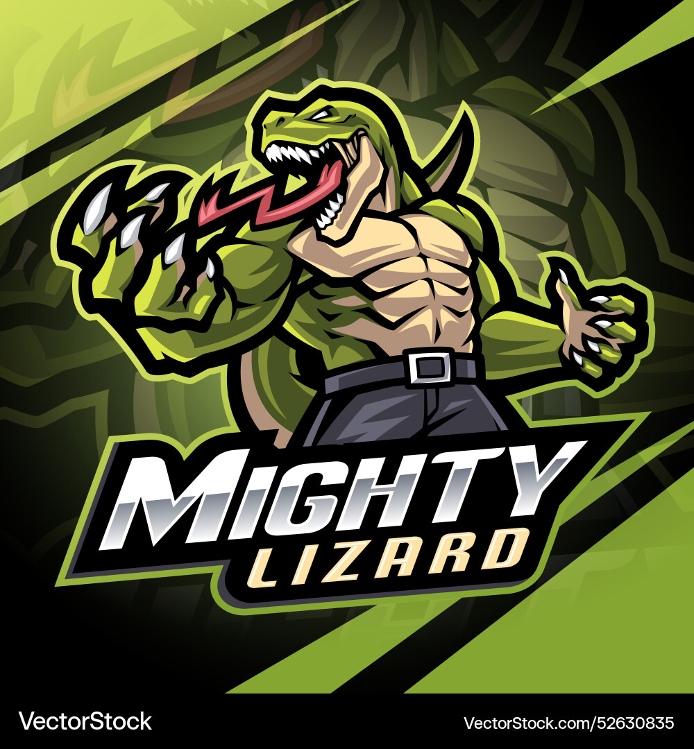 Mighty lizard esport mascot logo design Royalty Free Vector