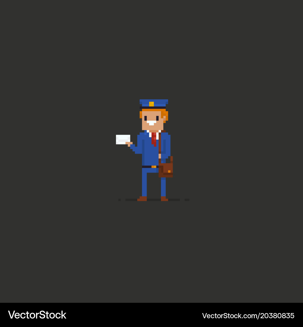 Pixel Art mailman Lizenzfreies Vektorbild - VectorStock