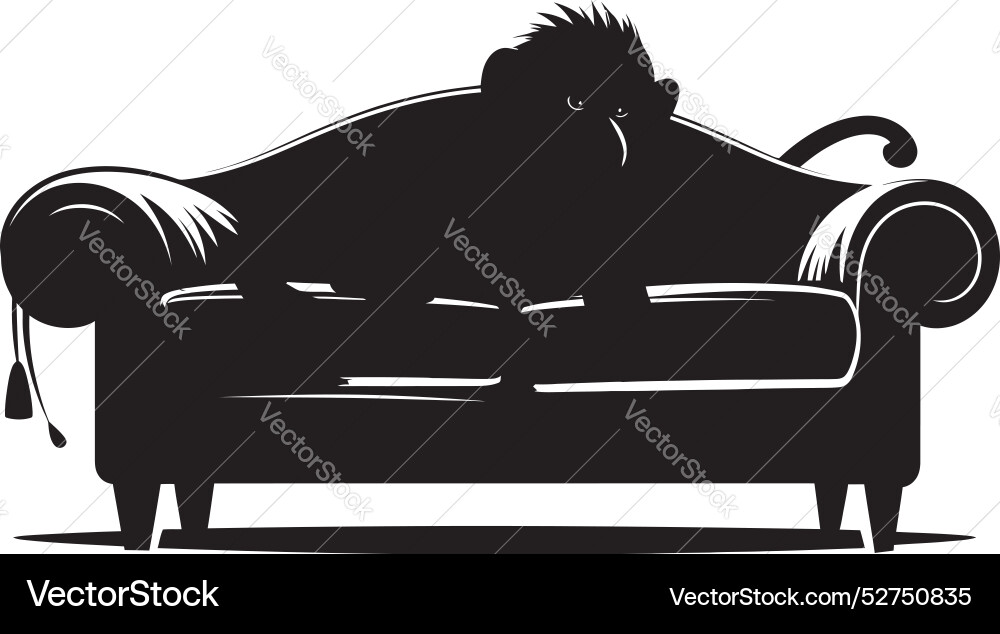 Restful monkey lounge resting on couch Royalty Free Vector