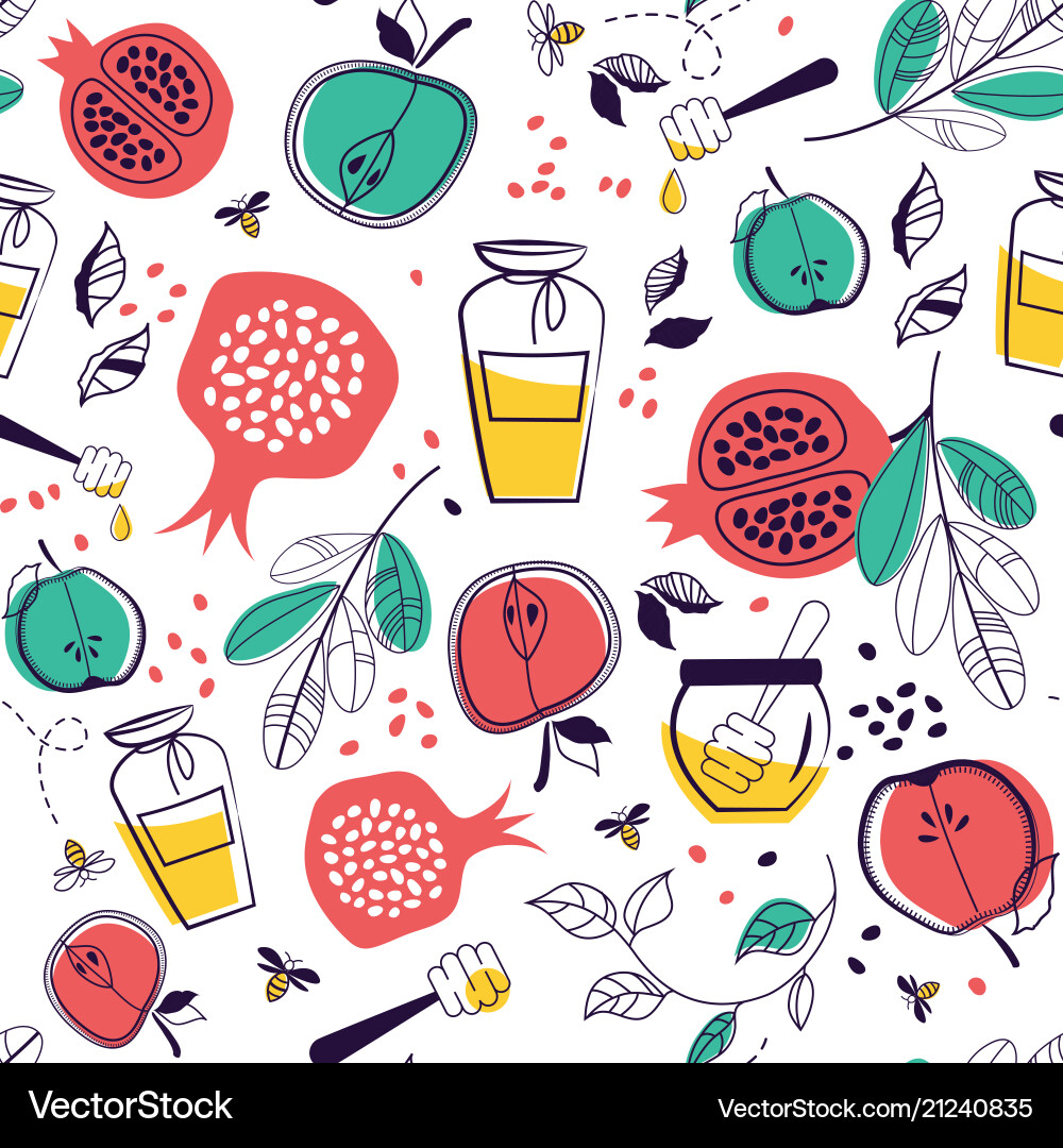Rosh Hashanah Celebration Pattern Royalty Free Vector Image