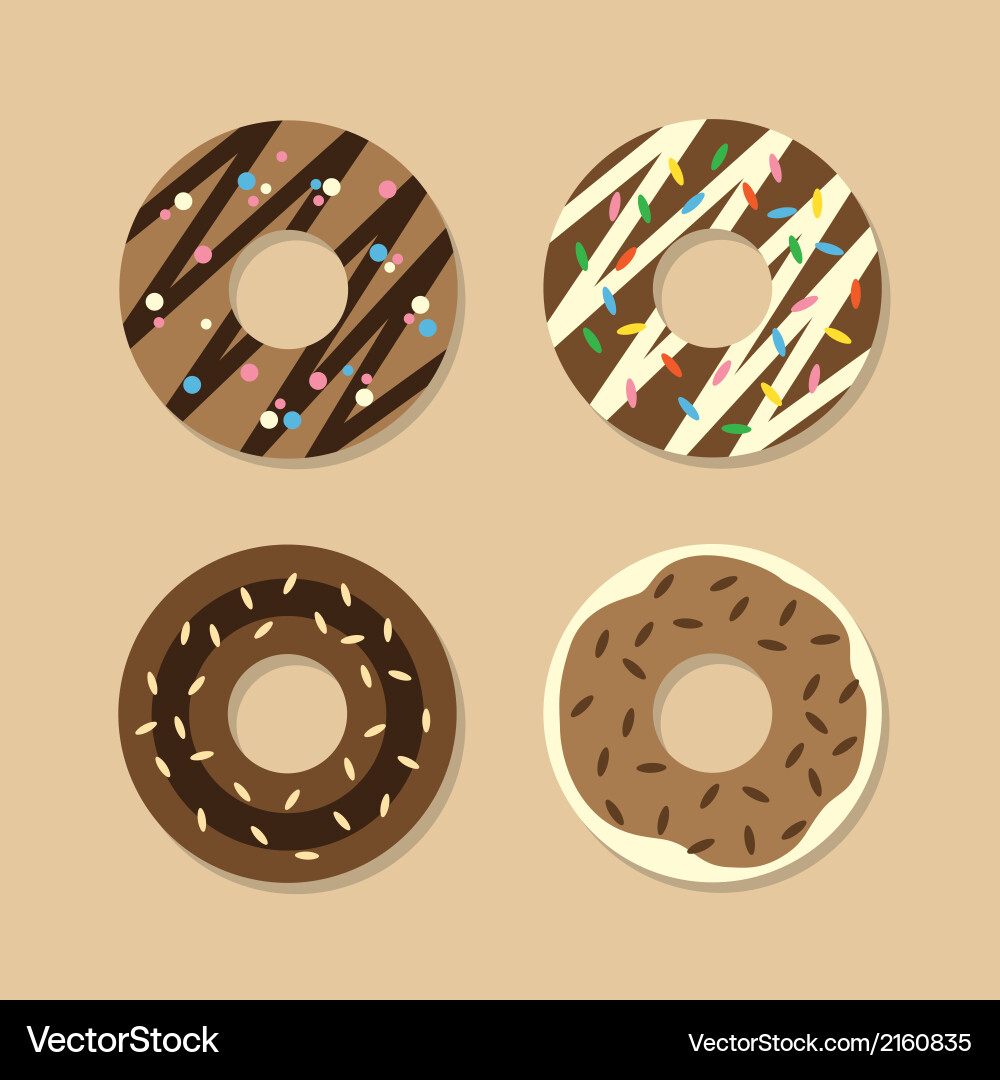Set of chocolate donuts Royalty Free Vector Image