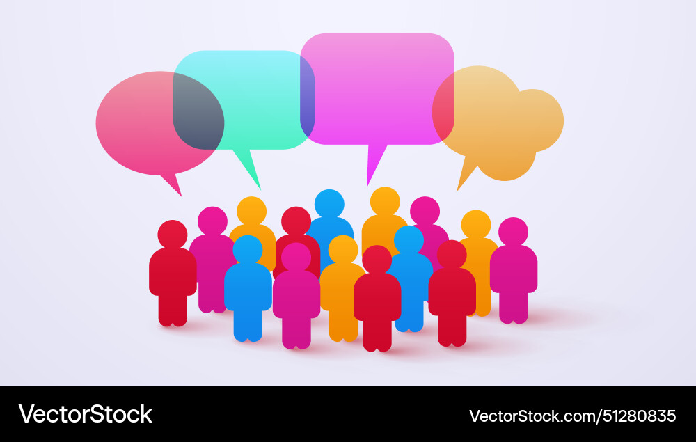Social network template group of people chatting Vector Image