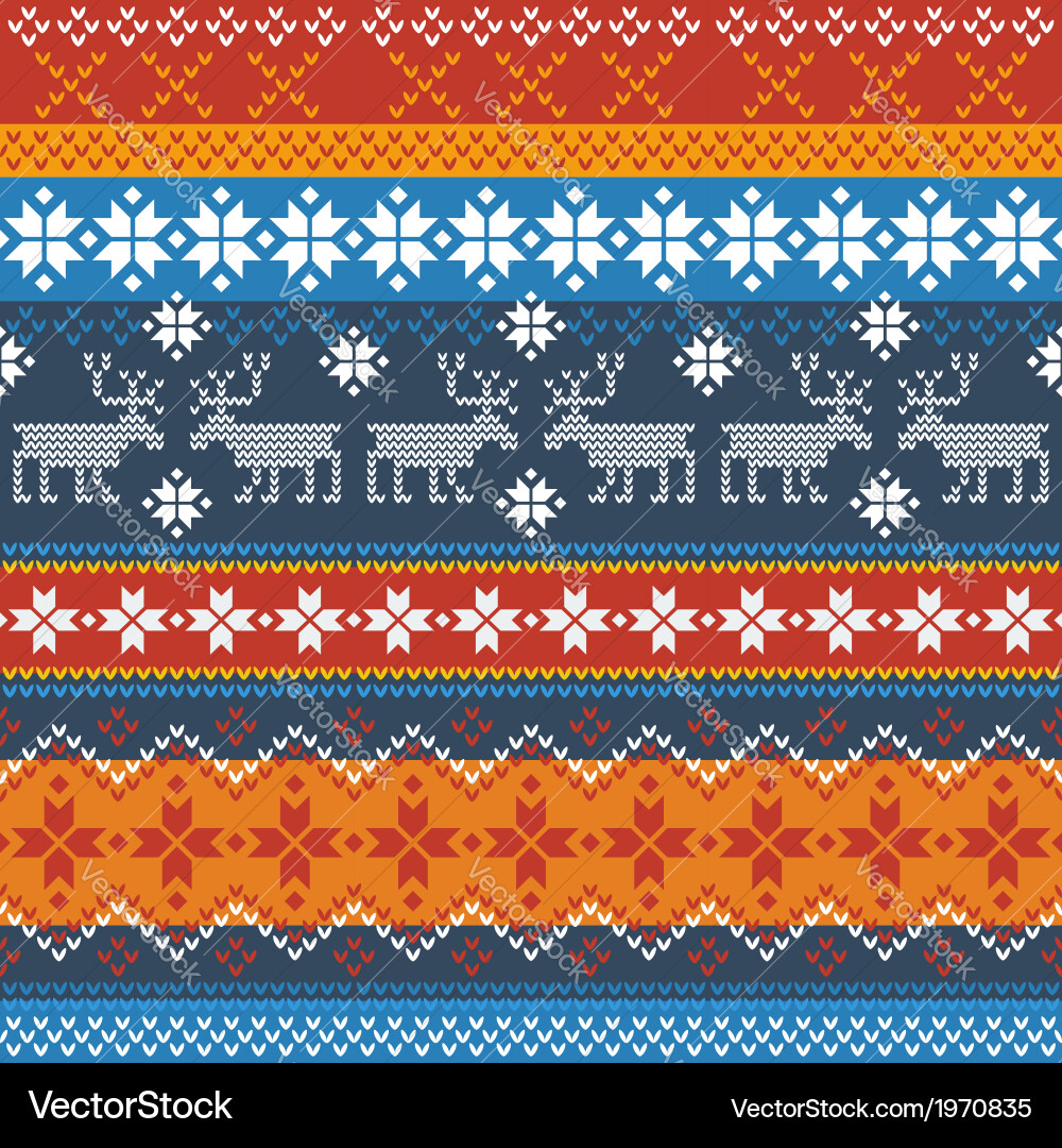 Traditional norwegian pattern with reindeer Vector Image
