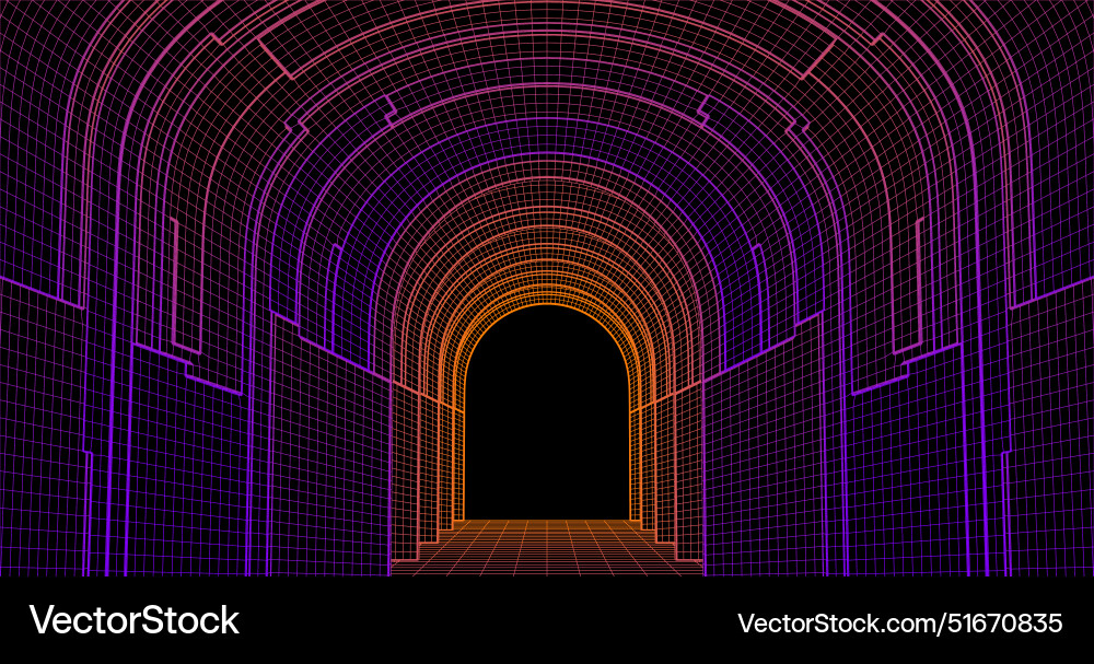 Wire low poly frame of a futuristic corridor Vector Image