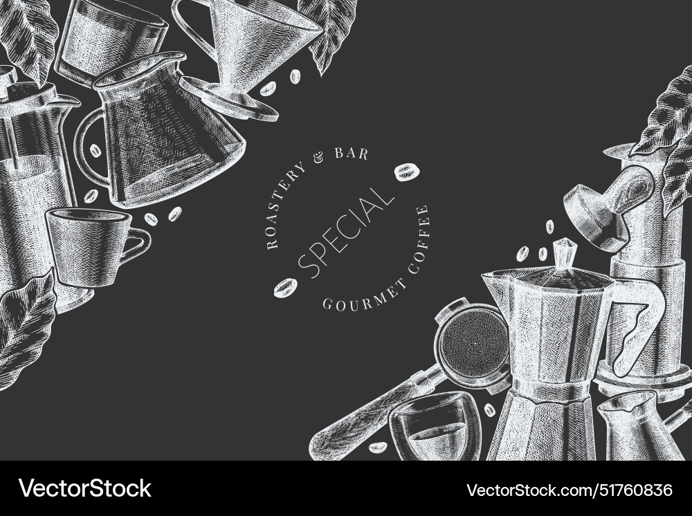 Alternative coffee makers chalk board hand drawn Vector Image