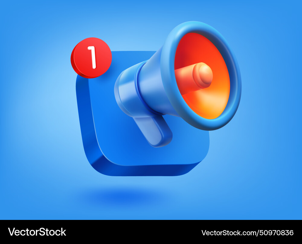 Announcement app concept 3d mobile application Vector Image