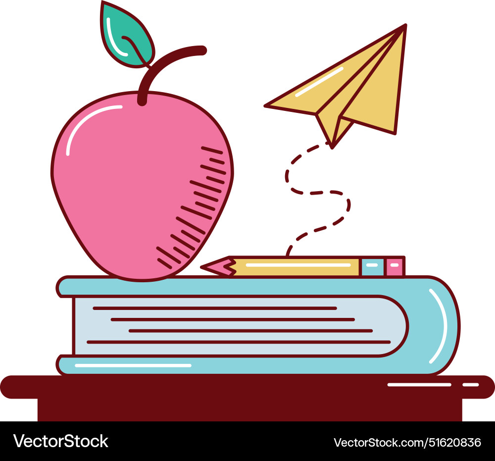 Apple and school book Royalty Free Vector Image