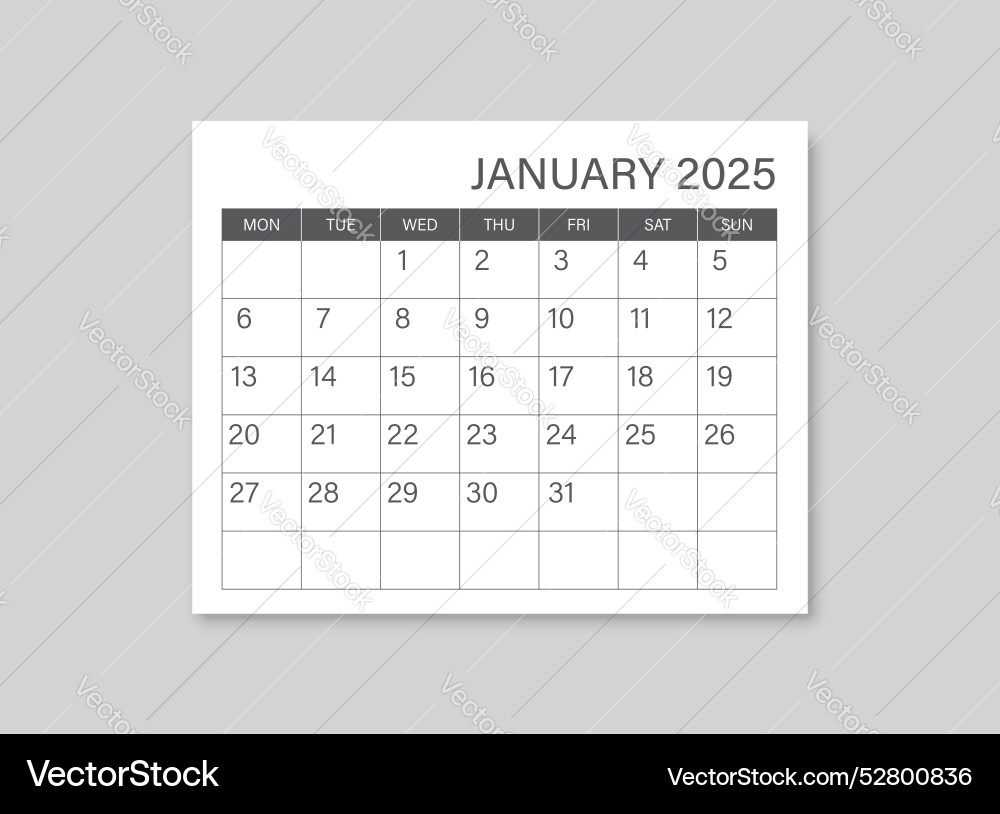 Calendar january 2025 icon in flat style planner Vector Image