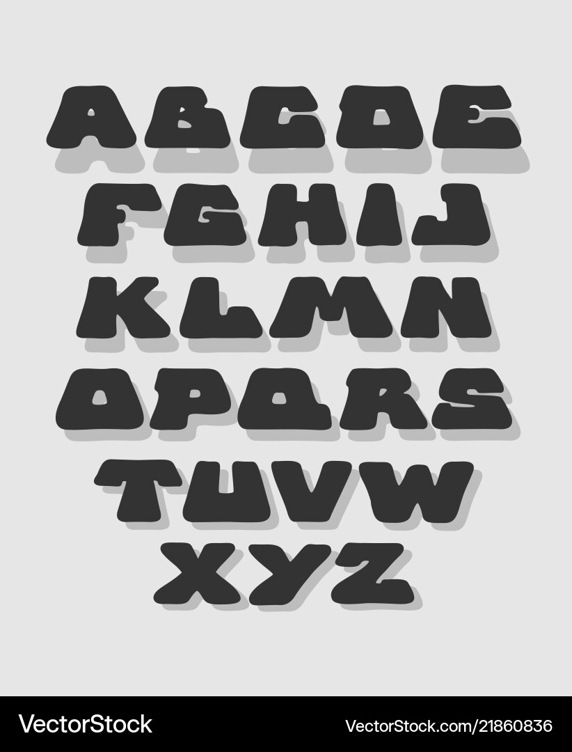 Doodle bold comic style font alphabet Royalty Free Vector