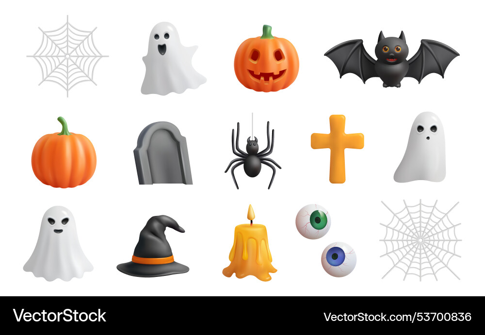 Halloween themed objects graveyard and ghost Vector Image