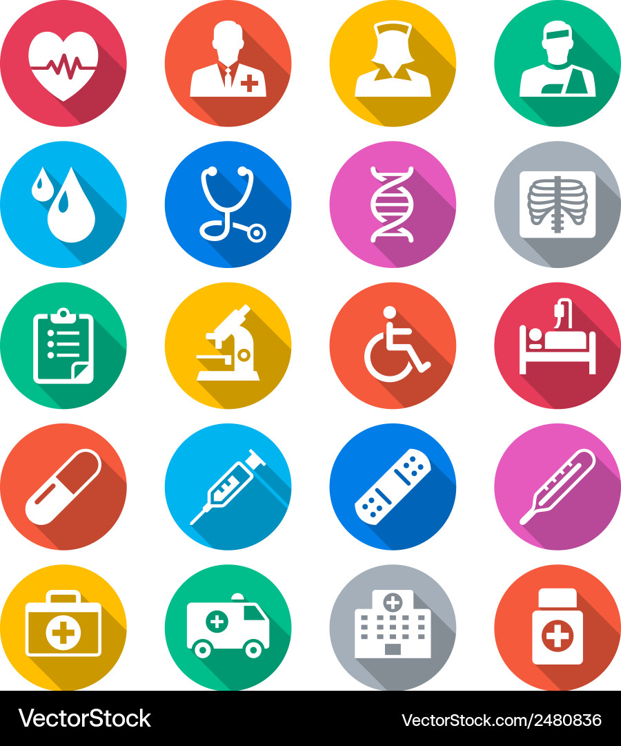Healthcare flat color icons Royalty Free Vector Image