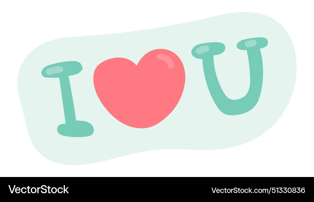I love you text sticker in flat design romantic Vector Image