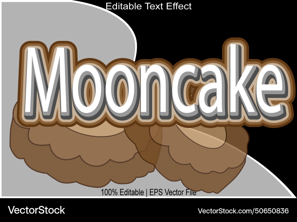 Moon cake editable text effect emboss cartoon Vector Image