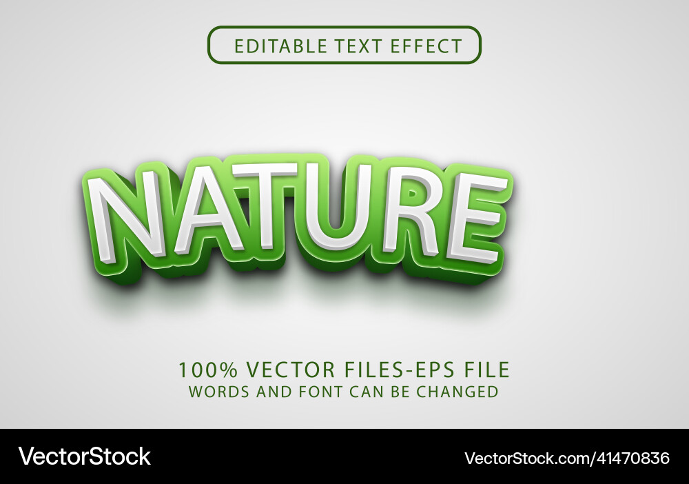 Nature 3d text effect editable premium Royalty Free Vector
