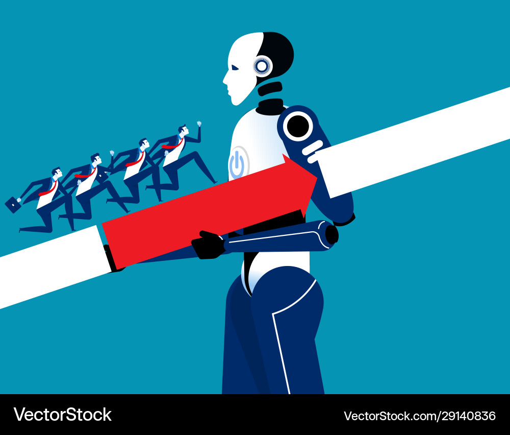 Robot support business team concept Royalty Free Vector