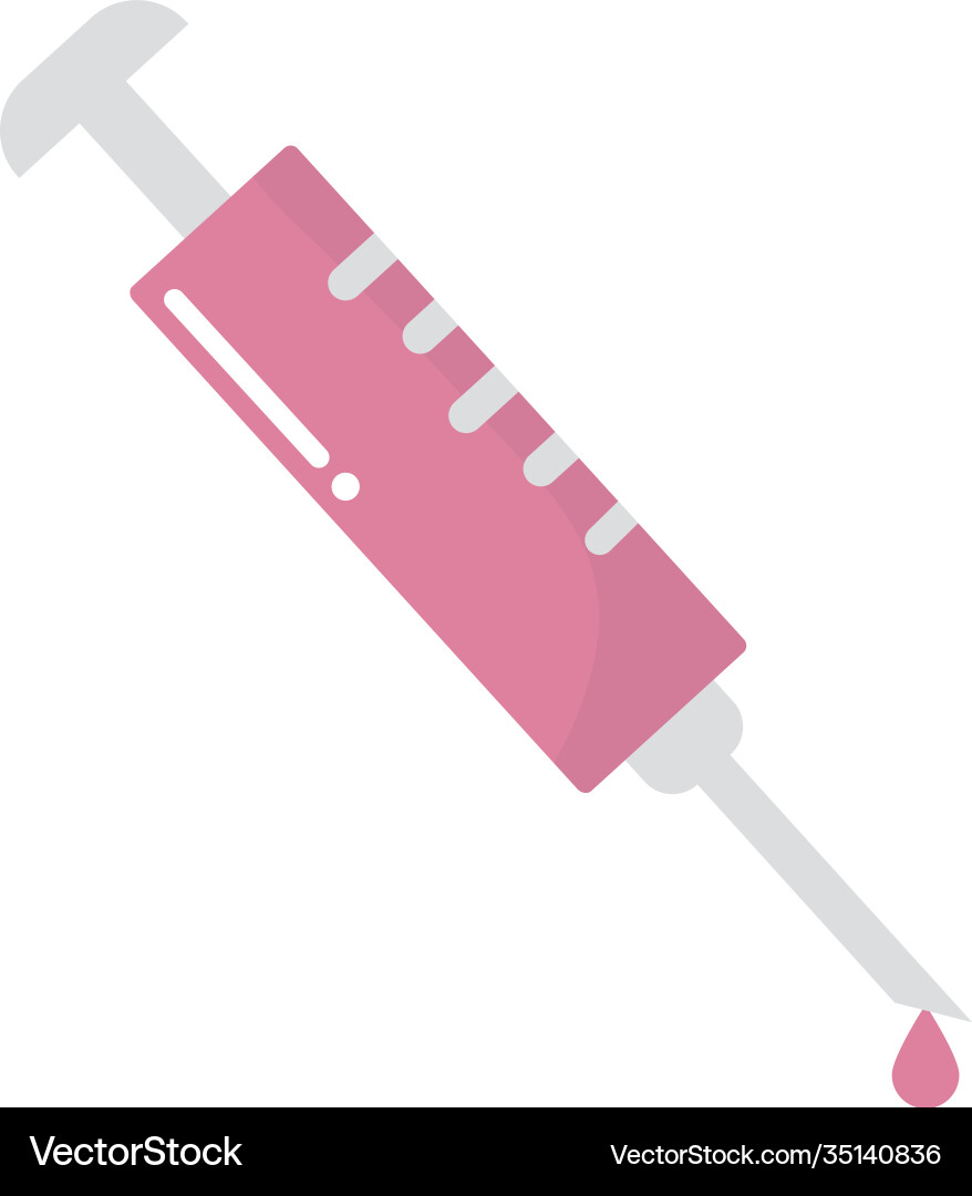 Syringe a pink color with drop Royalty Free Vector Image