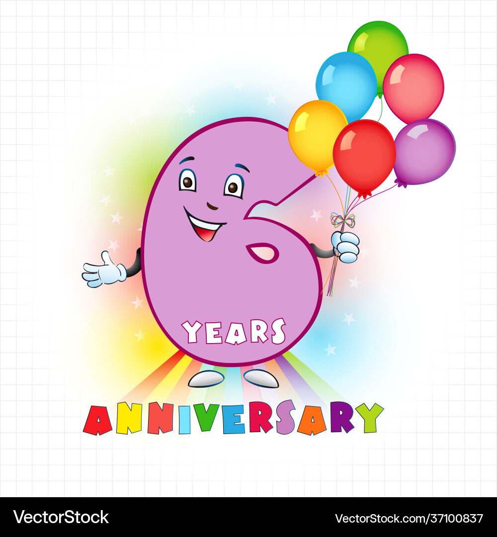 6 anniversary funny digits Royalty Free Vector Image