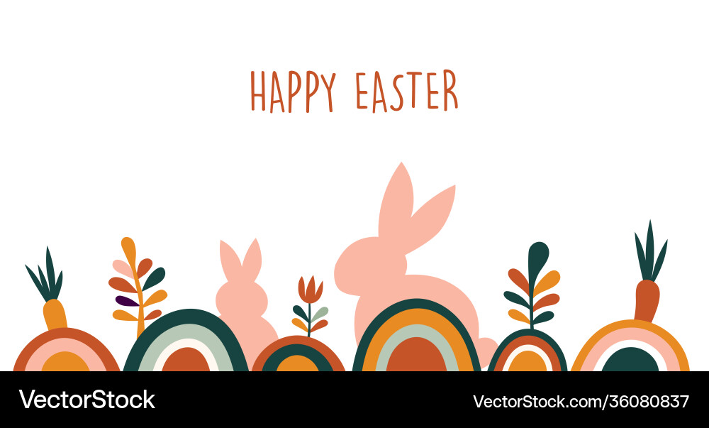 Boho easter concept design bunnies eggs flowers Vector Image