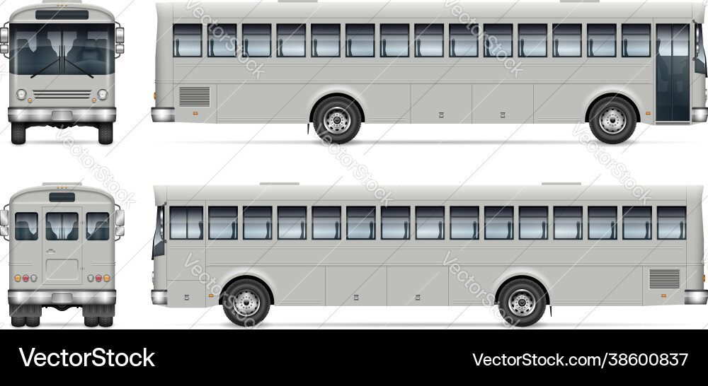 Bus Mockup - Front, Side & Back Views Vector Image