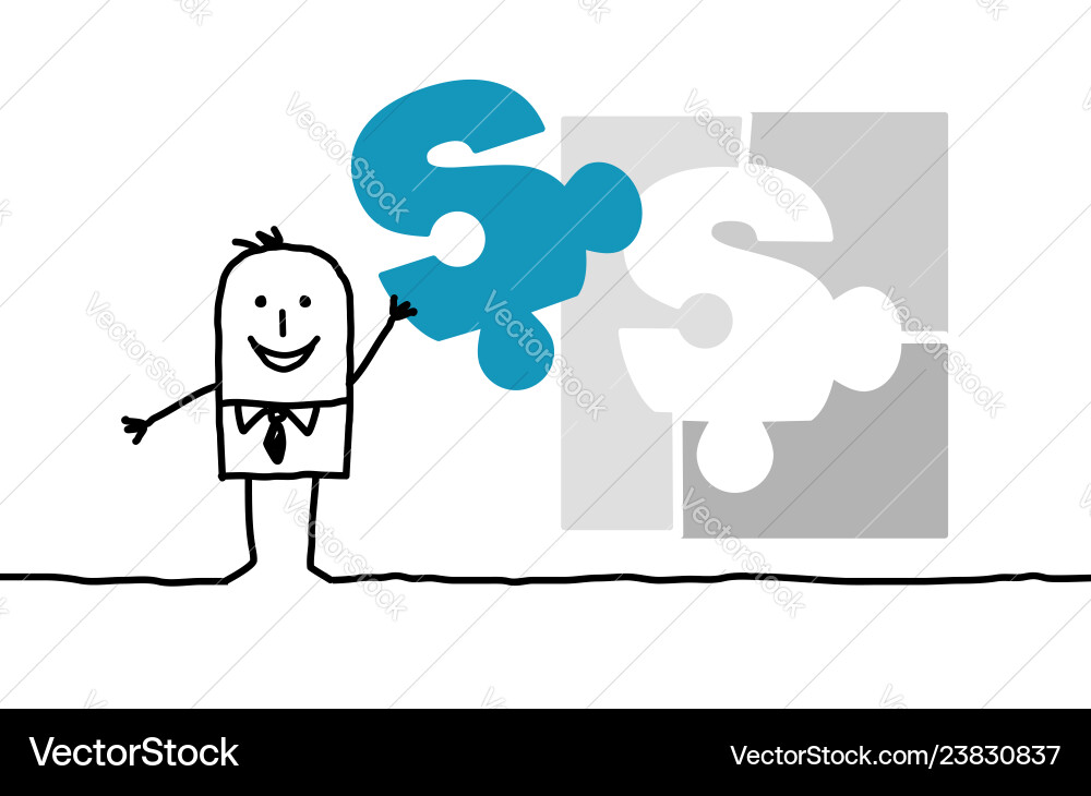 Cartoon characters - puzzle and solution Vector Image