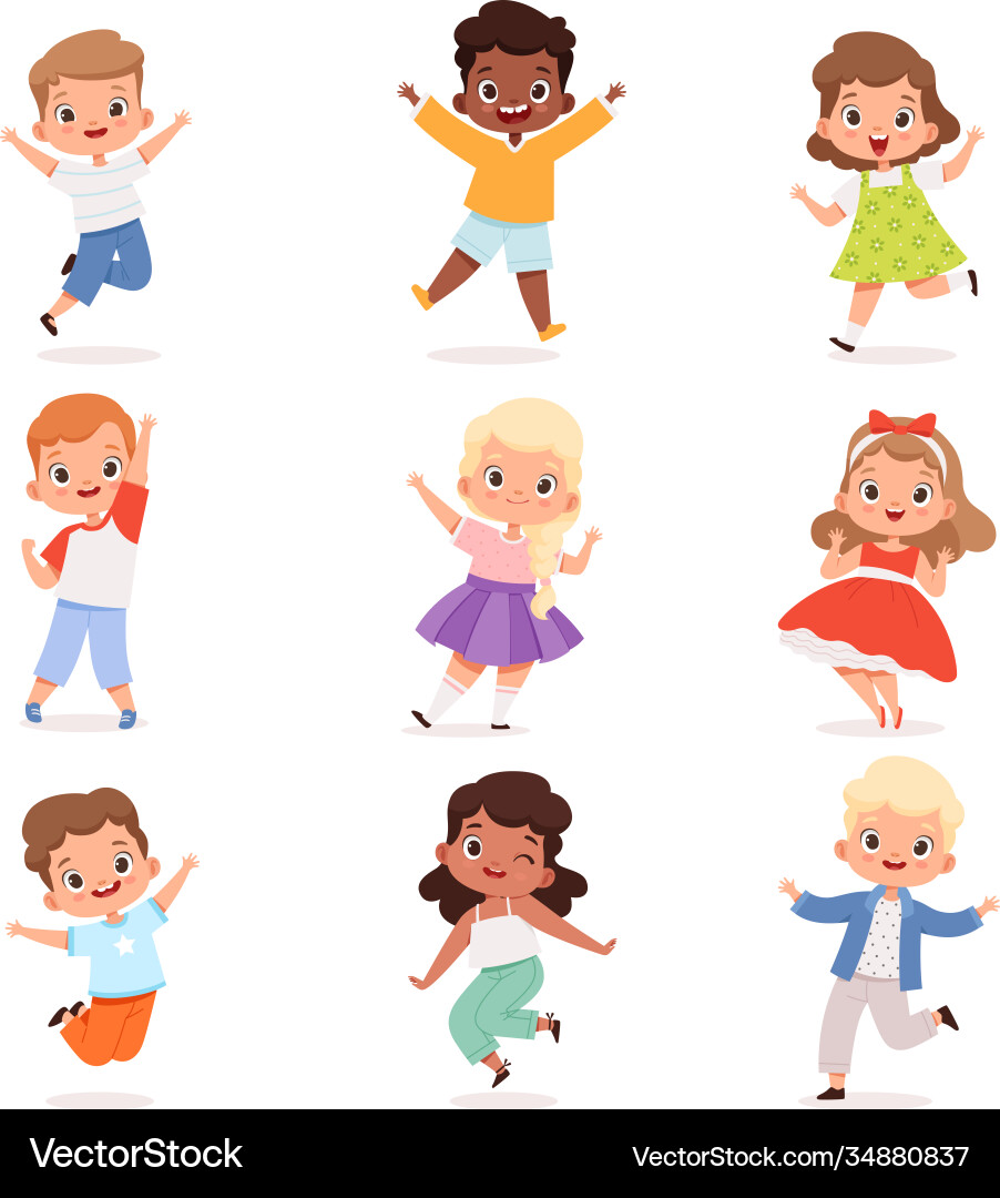 Children Playing - Cute Kids in Action Royalty Free Vector
