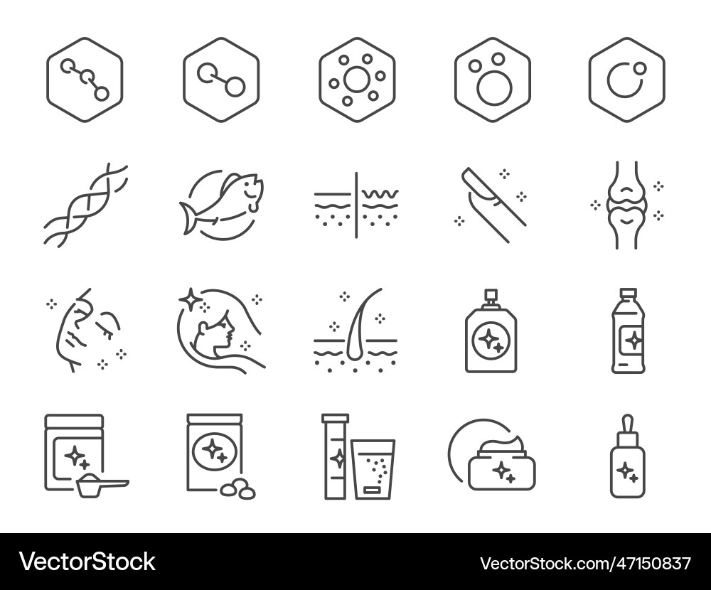 Collagen icon set Royalty Free Vector Image - VectorStock