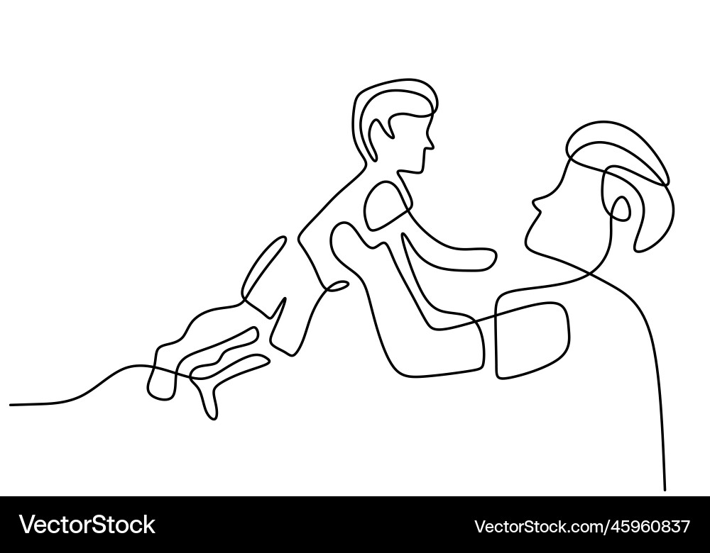 Continuous single drawn one line dad tosses Vector Image