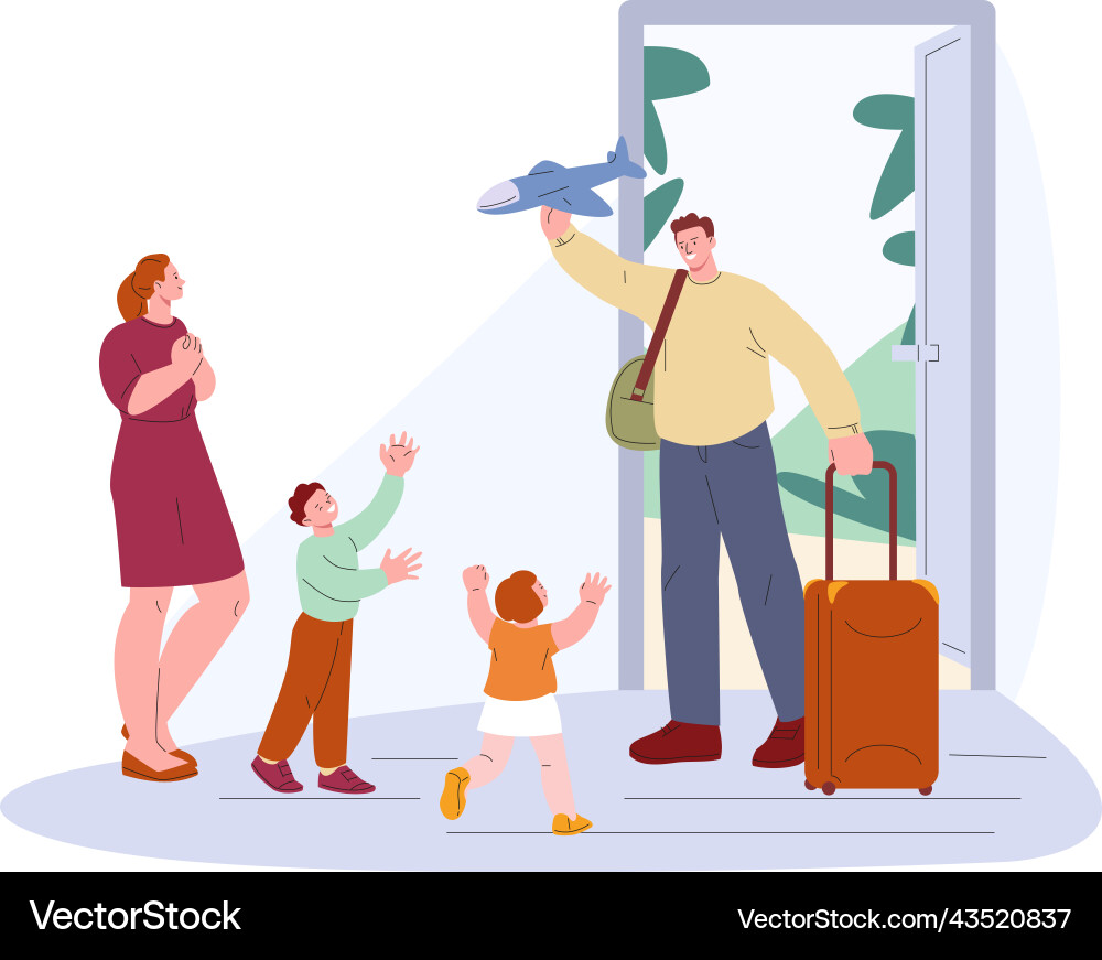 Dad come back to home from trip or work welcome Vector Image