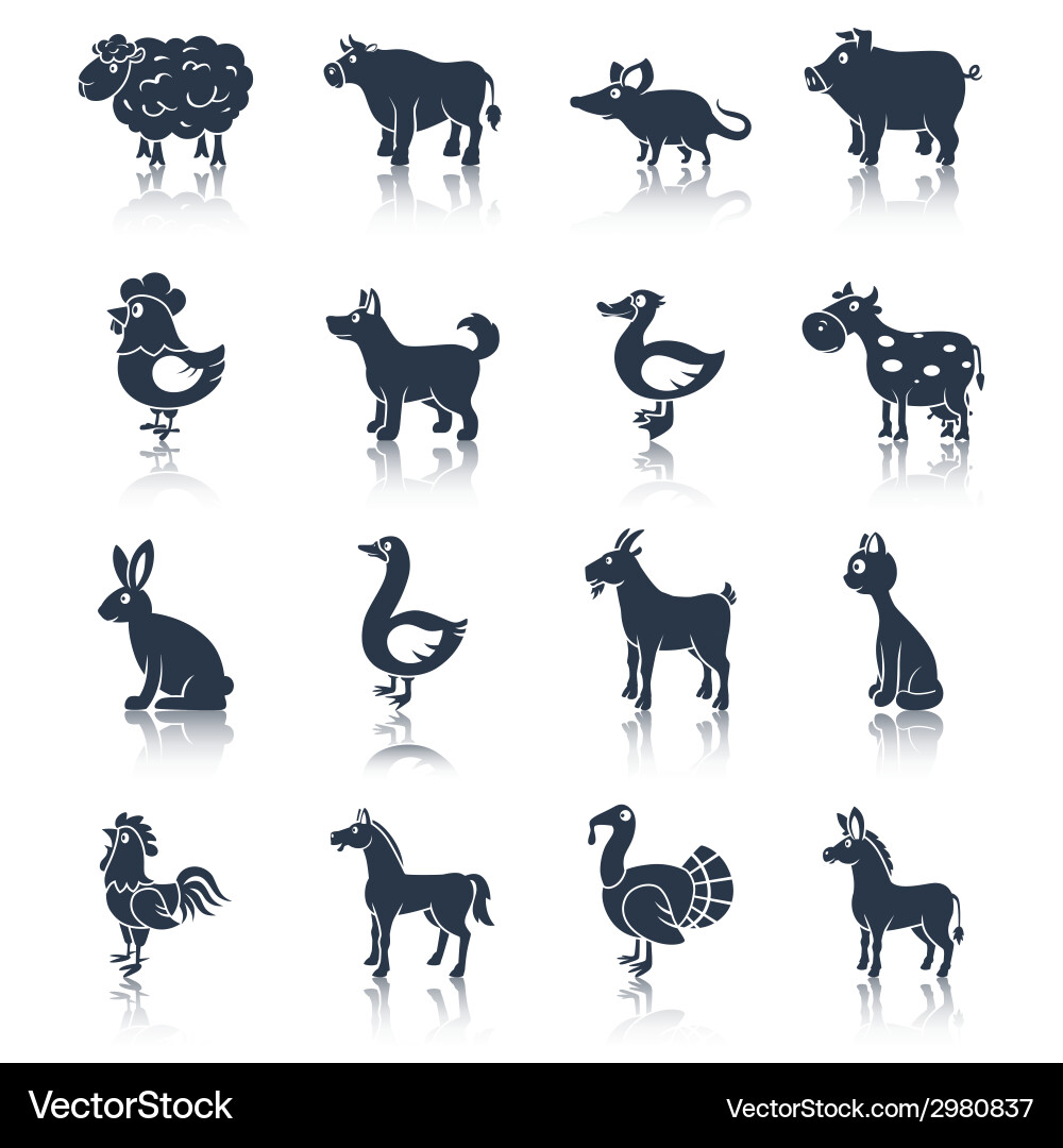 Farm Animal Icons Set Royalty Free Vector Image