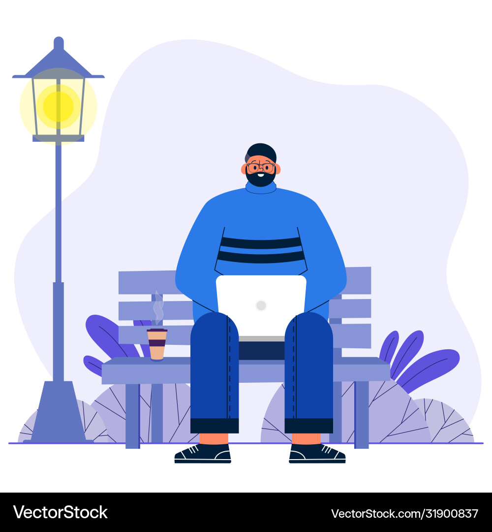 Freelancer work at outdoor Royalty Free Vector Image