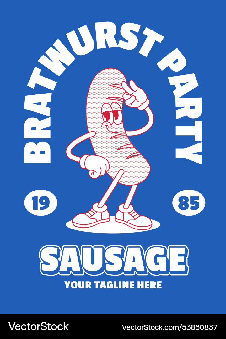 Happy bratwurst mascot character shirt design Vector Image