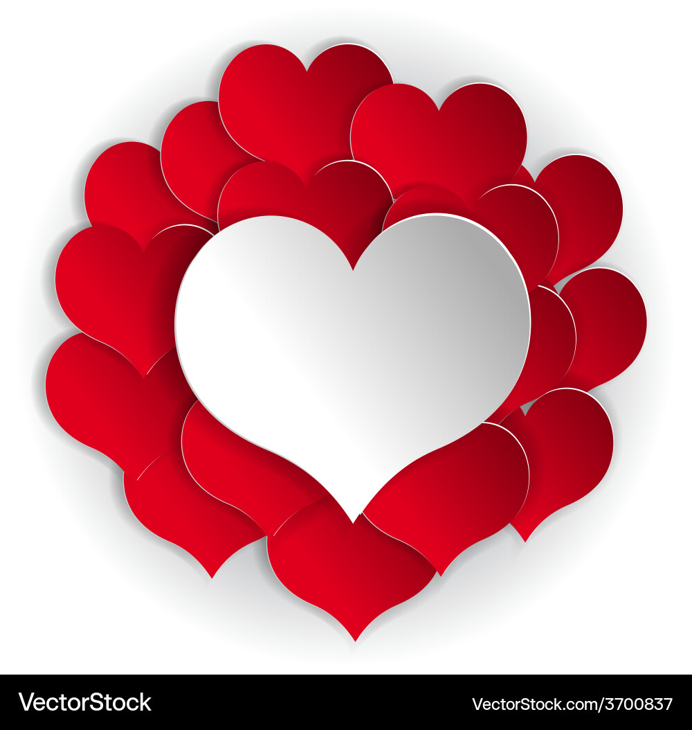Paper red hearts background Royalty Free Vector Image