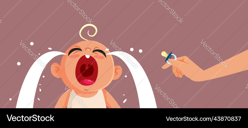 Parent giving a pacifier to crying baby Royalty Free Vector