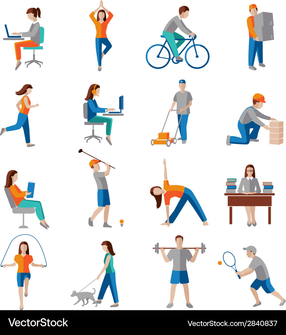 Physical Activity Icons Set Royalty Free Vector Image