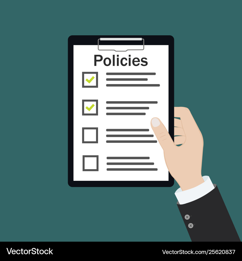 Policies board company policy check list Vector Image
