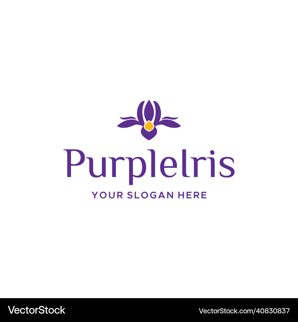 Purple Iris Flower Logo Royalty Free Vector Image