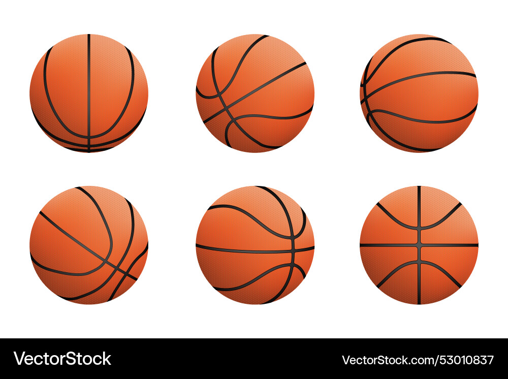 Realistic basketball ball collection set Vector Image