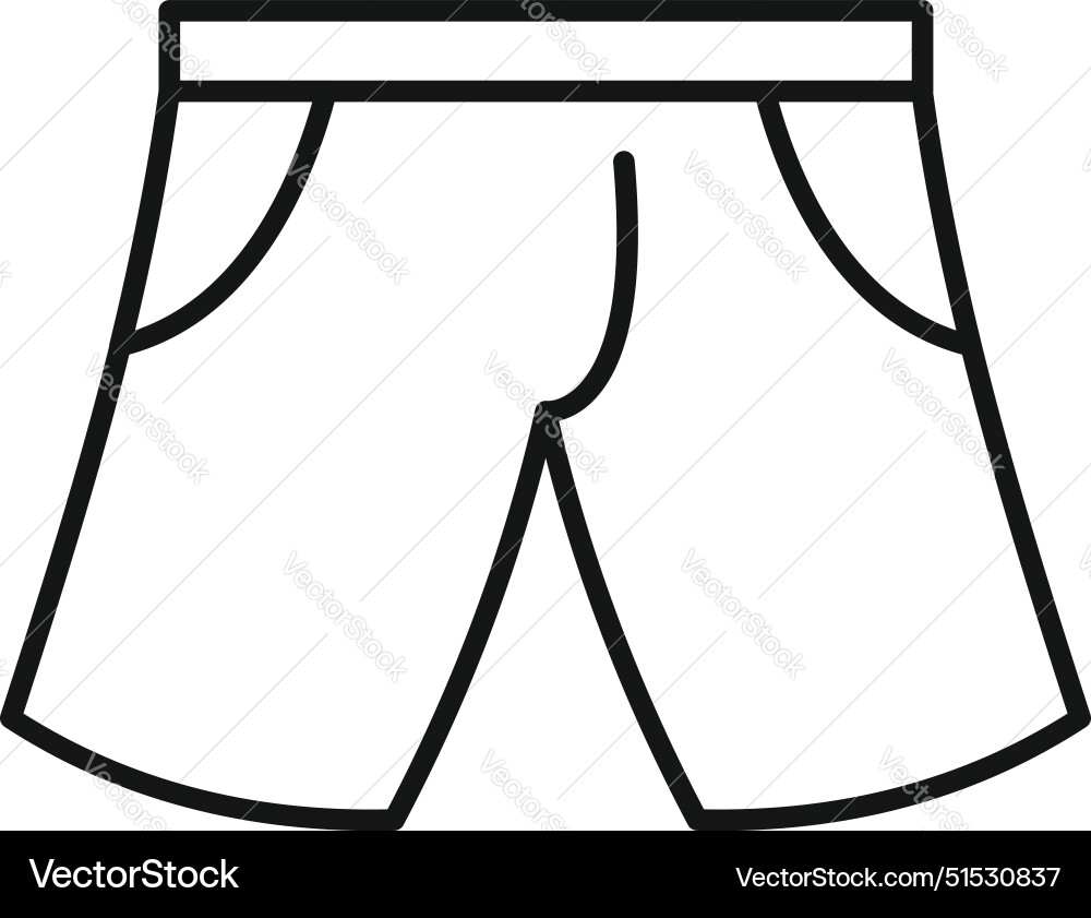 Simple shorts with pockets line art Royalty Free Vector