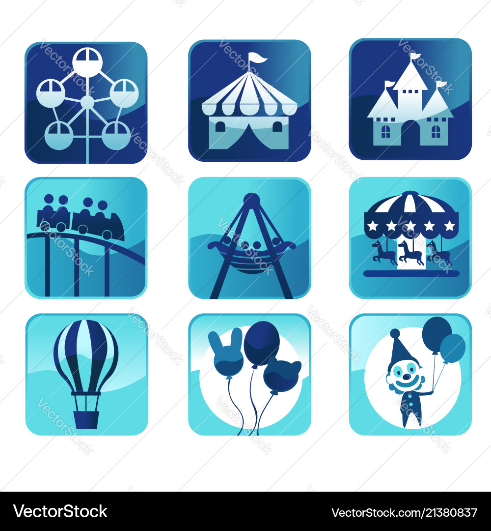 Theme park icons Royalty Free Vector Image - VectorStock