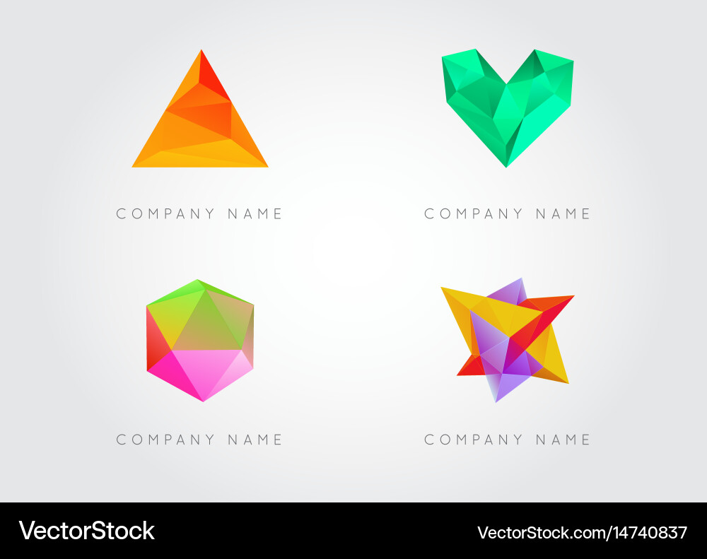 Trendy crystal triangulated gem logo elements Vector Image