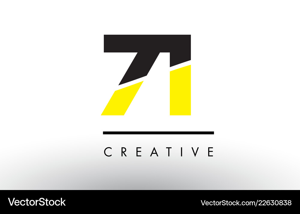 71 black and yellow number logo design Royalty Free Vector