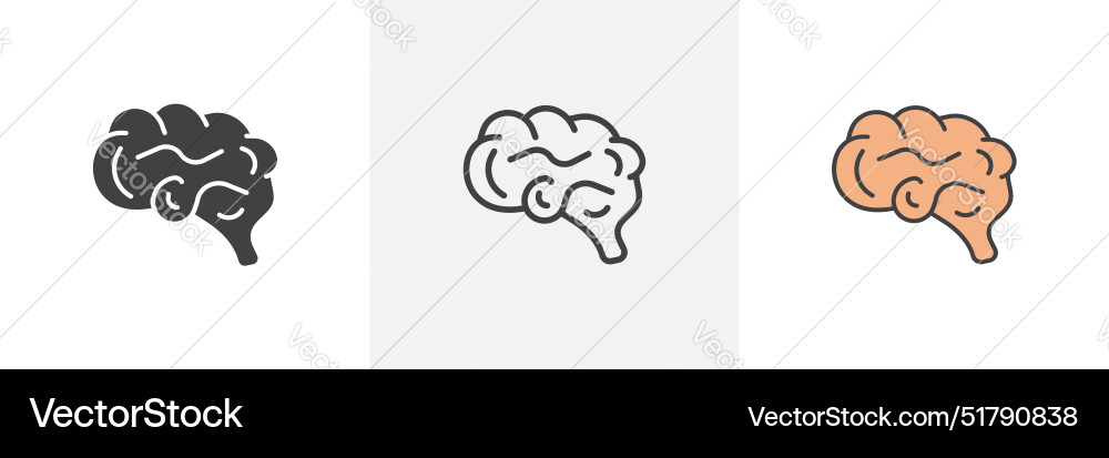 Brain icon set human memory symbol neurology sign Vector Image