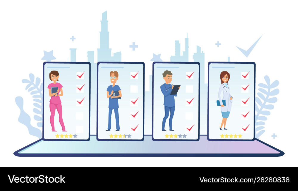 Choose doctor online ranking doctors Royalty Free Vector
