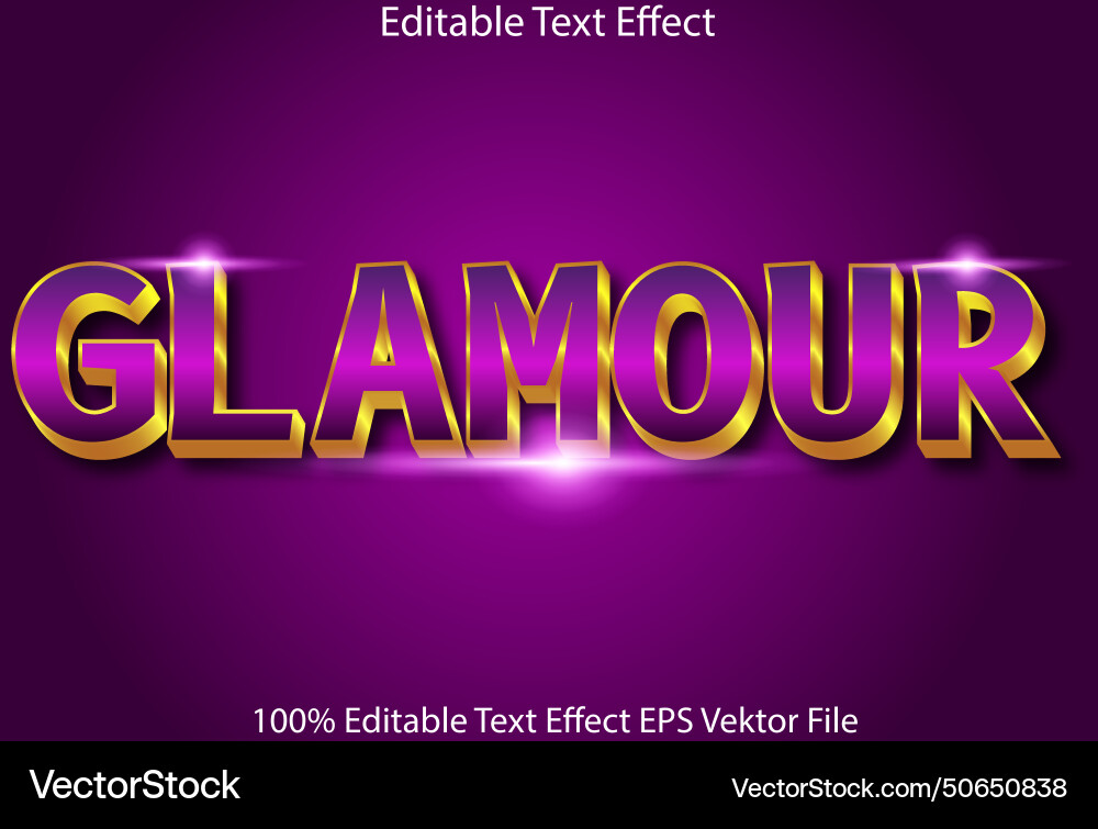 Editable text effect glamour 3d luxury style Vector Image