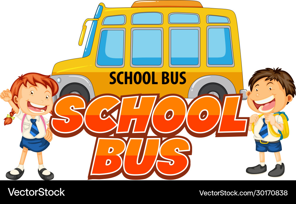 Font design for word school bus with kids Vector Image
