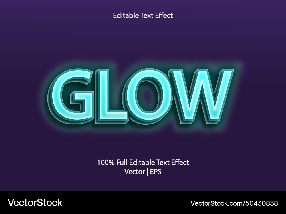 Glow editable text effect Royalty Free Vector Image