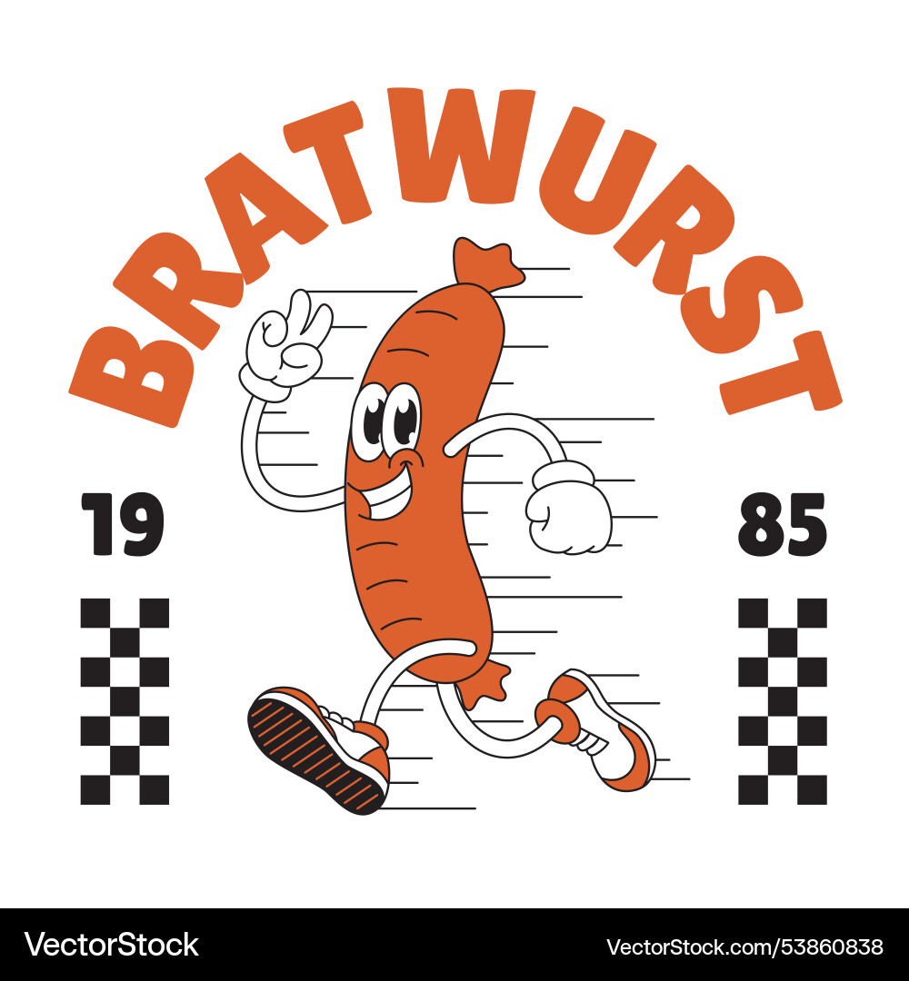 Happy bratwurst mascot character shirt design Vector Image